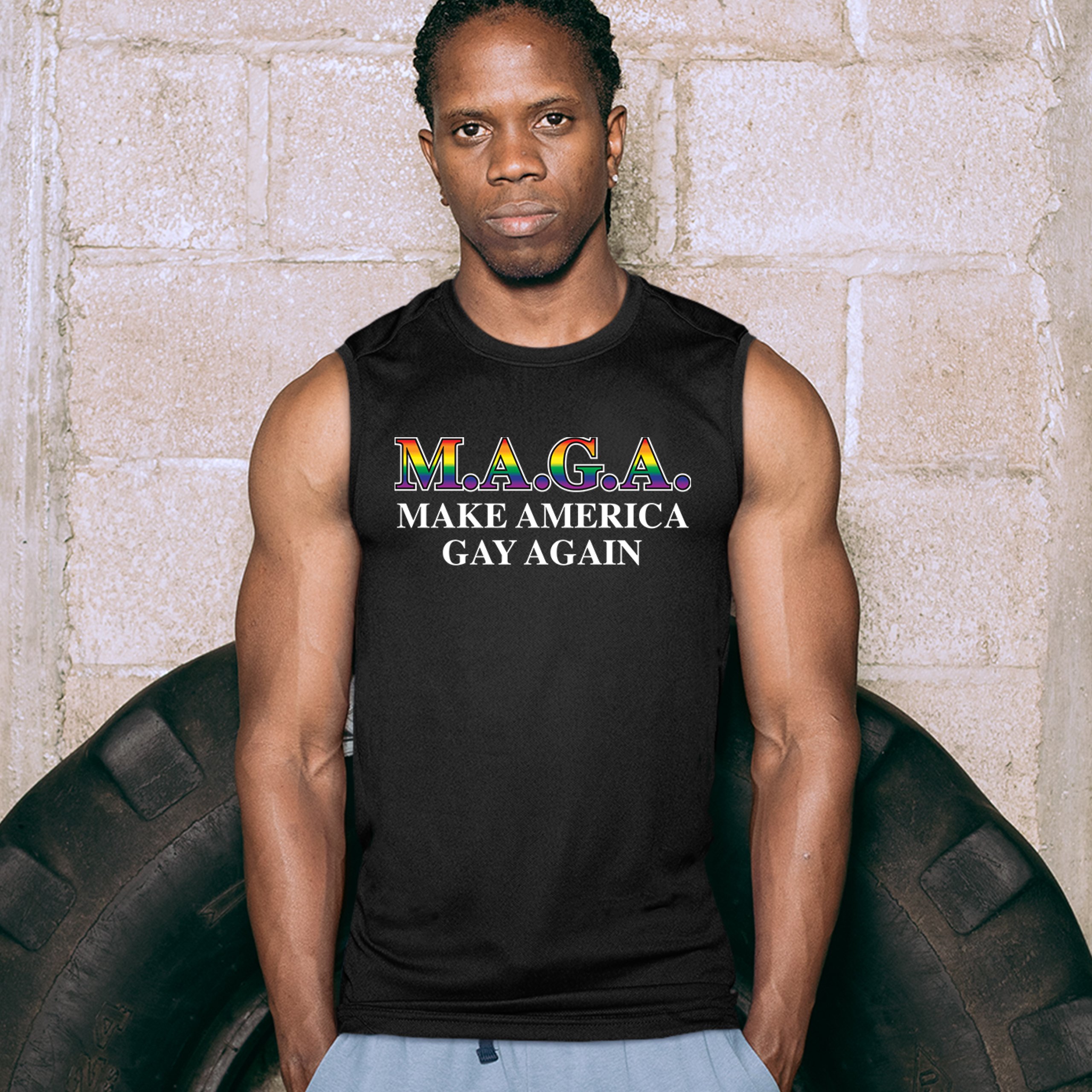 Funny MAGA Anti Trump Muscle Shirt LGBT Rainbow Pride Equality Men's | eBay
