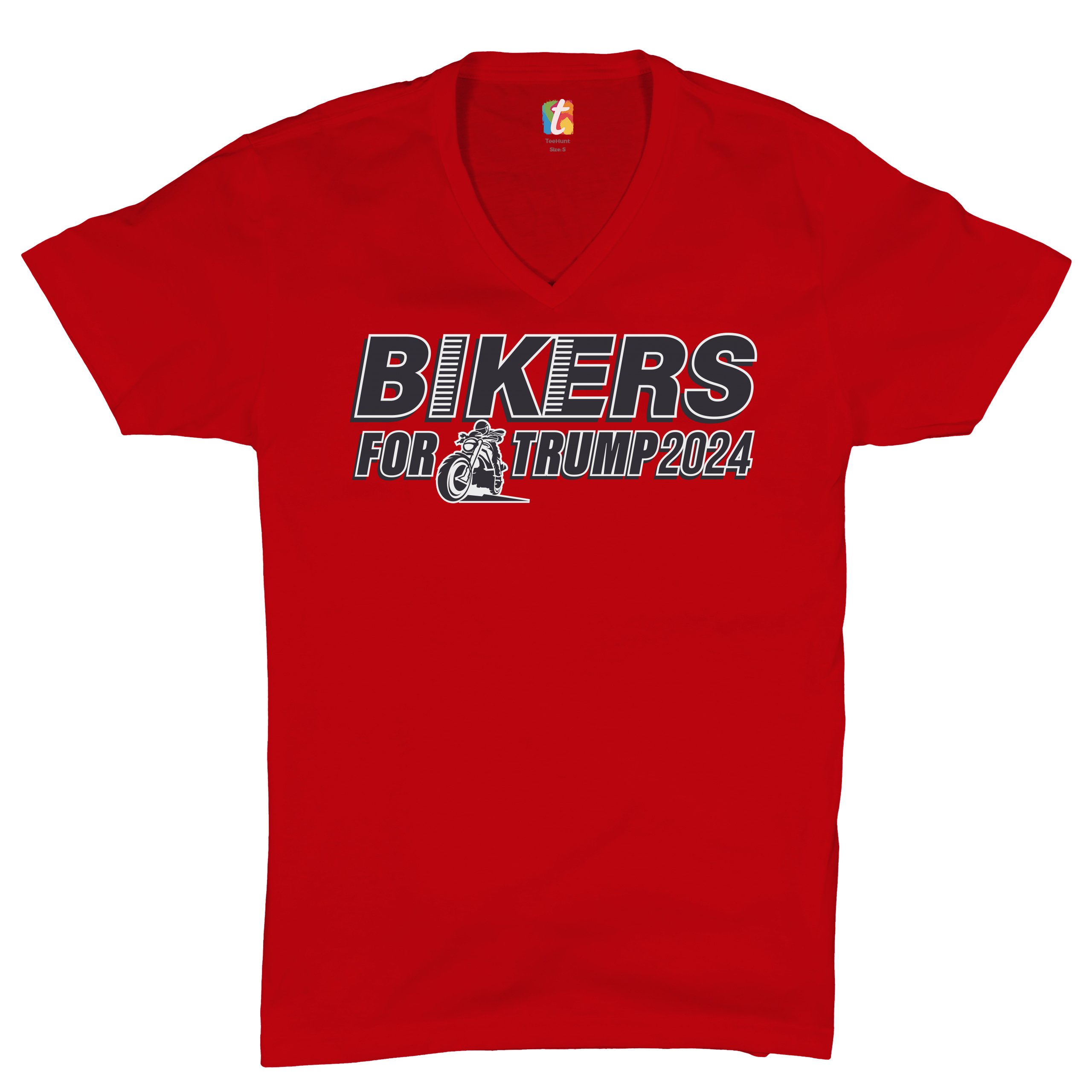 Bikers for Trump 2024 V-Neck T-shirt Donald Trump Motorcycle Rally MAGA ...