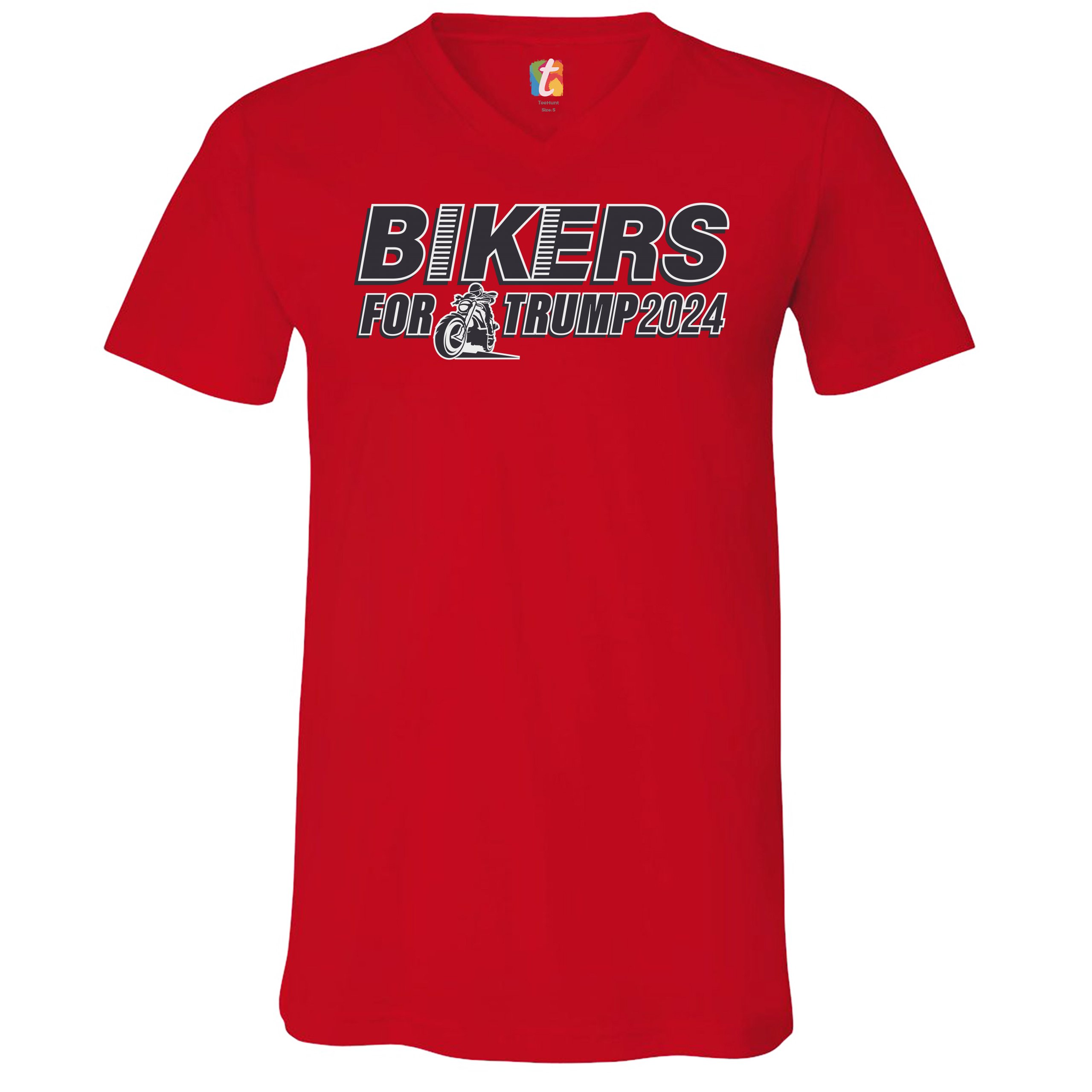 Bikers for Trump 2024 V-Neck T-shirt Donald Trump Motorcycle Rally MAGA ...