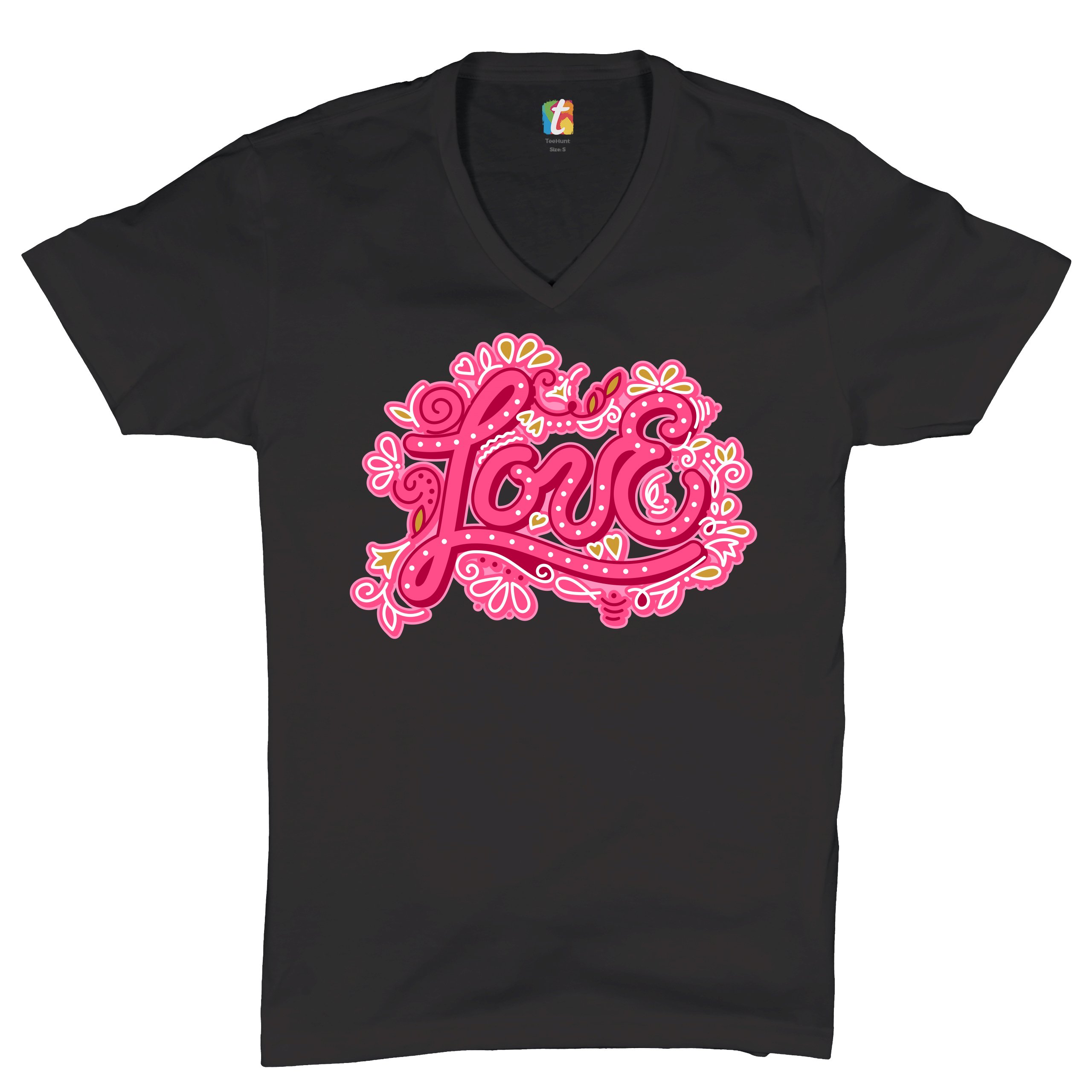 Love V-Neck T-shirt Valentine's Day Sweet Relationships Romance Cute ...