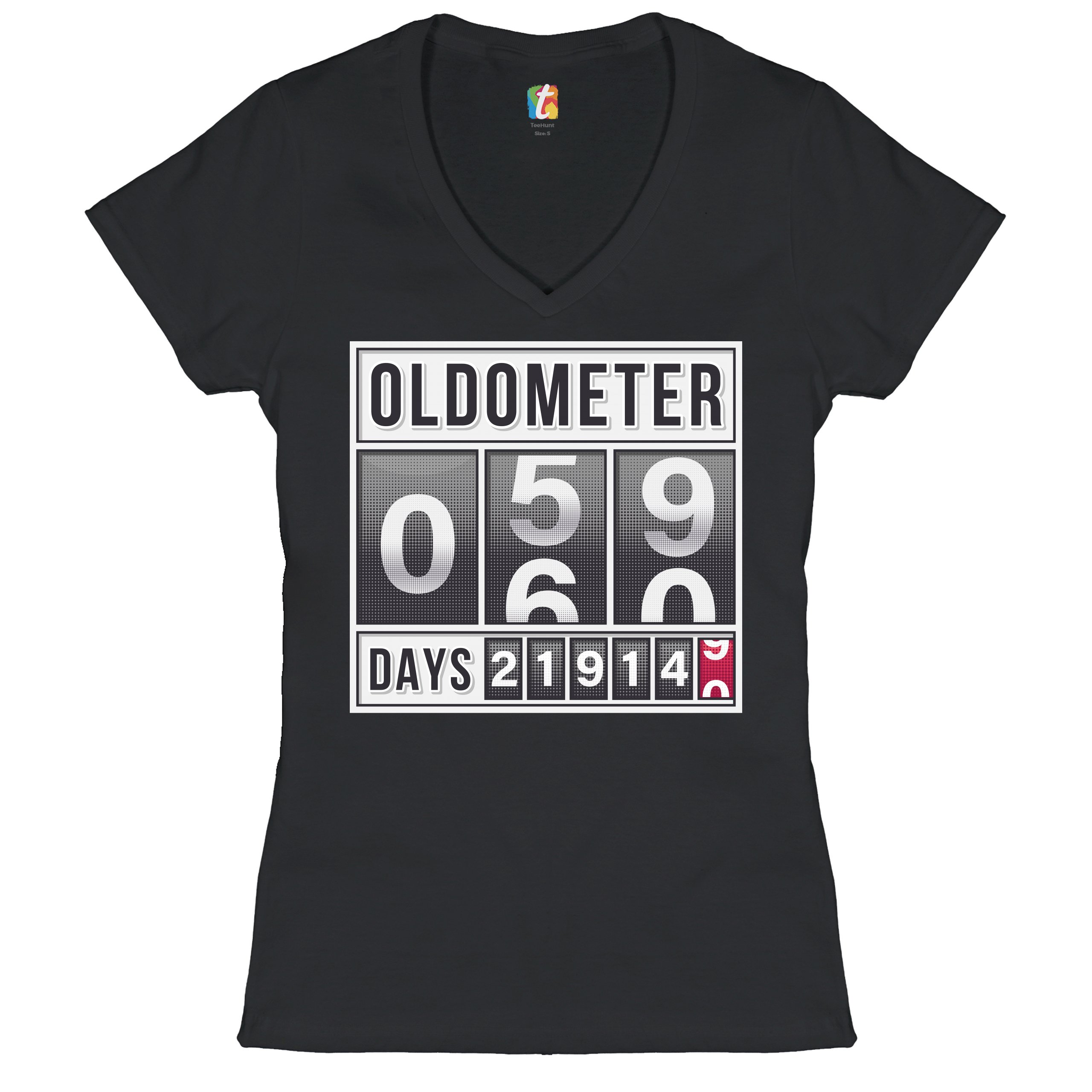 Oldometer 59-60 Women's V-Neck T-shirt Old Lives Matter Funny Odometer ...